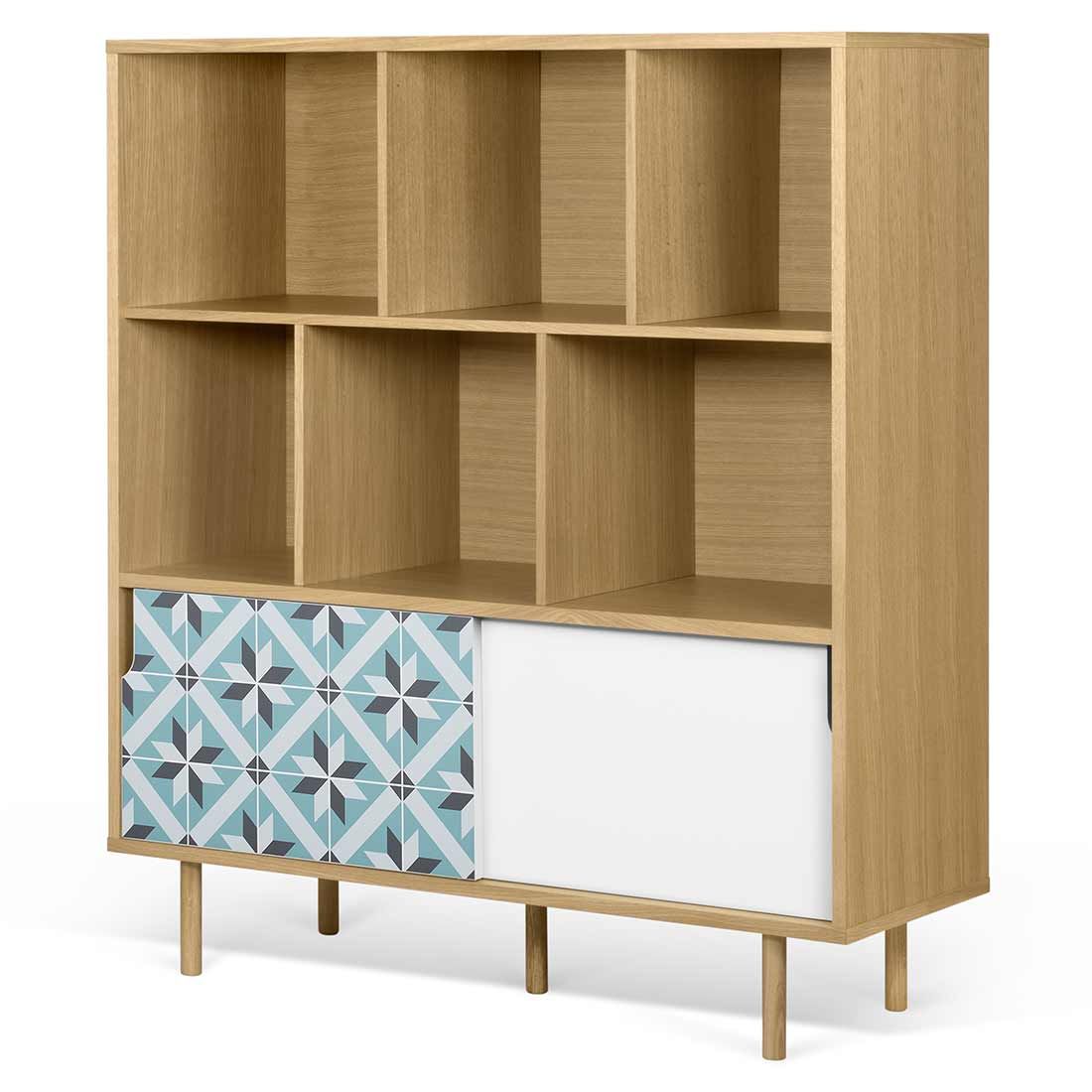 TEMAHOME Dann Highboard 135x45x152cm Eiche/Bunt